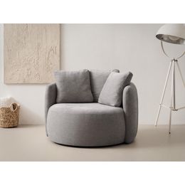 Sessel OTTO HOME "Kaarl, moderner Rundsessel, Loungesessel, Loveseat", grau, B:120cm H:90cm T:120cm, Sessel, Sessel, Webstoff, in f&uuml;nf Farben, inkl. R&uuml;ckenkissen, zeitloses Design