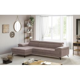 Ecksofa COTTA "Astra L-Form, B: 300 cm", cacao, B:300cm T:169cm, 95% Polyester (PES) 5%Polyamid (PA), Sofas, Ecksofa, mit Kopfteilverstellung, optional Bettfunktion & Bettkasten