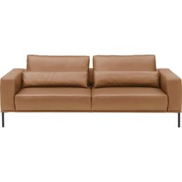 3-Sitzer Musterring "JustBPM100, 222 cm breit, aus hochwertigem Leder", cognac, B:222cm H:88cm T:107cm, 100% Leder, Sofas, 3-Sitzer, wahlweise mit Nierenkissen und mot. Sitzauszug, Metallfu&szlig; in schwarz