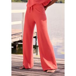 Loungehose ELBSAND, Damen, Gr. 32/34, N-Gr, rot, Feinstrick, Obermaterial: 55% Baumwolle, 45% Nylon, unifarben, bequem lang, Hosen Loungehose, aus hochwertigem Feinstrick, Loungewear