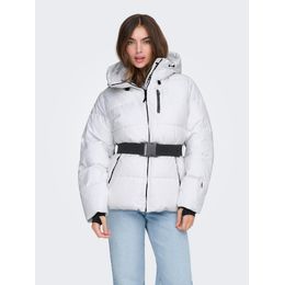 Steppjacke Only "ONLHARPER LIFE BELTED PREMIUM JACKET OTW", Damen, Gr. XL, hellwei&szlig;, Web, Obermaterial: 100% Polyester, unifarben mit Farbeinsatz, Jacken Steppjacke