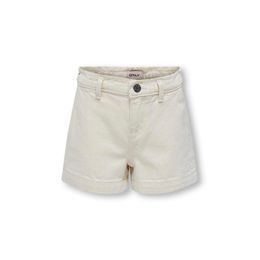 Jeansshorts KIDS Only "KOGCOMET WIDE DNM ECRU SHORTS PIM", Jungen, Gr. 134, N-Gr, ecru, Denim/Jeans, Obermaterial: 100% Baumwolle, unifarben, bequem ca. Mitte Oberschenkel, Jeans Jeansshorts