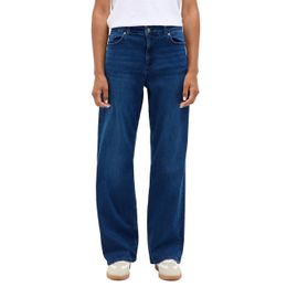 Weite Jeans Mustang "Damen Style Madison Wide", Damen, Gr. 34, L&auml;nge 32, 682 mittelblau, Denim/Jeans, 78% Baumwolle, 10% Lyocell, 9% Elastomultiester, 3% Elasthan, unifarben, weit, Jeans Weite Jeans