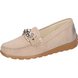 Waldl&auml;ufer Mokassin WALDL&Auml;UFER "H-LUCY", Damen, Gr. 4,5 (37,5), beige, Glattleder, Nubukleder, Schuhe Mokassin, Slipper, Komfortschuh, Freizeitschuh in Komfortweite H = sehr weit