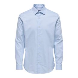 Only & Sons Langarmhemd ONLY & SONS "ONSJIM SLIM SHIRT FRML NOOS", Herren, Gr. S, N-Gr, cashmere blau, Web, Obermaterial: 56% Baumwolle, 40% Polyester, 4% Elasthan, unifarben, slim fit normal, 2-Knopf-Manschette, Hemden Langarmhemd