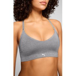 Bustier Puma "Puma WOMEN 3D KNIT SPORT TRIANGLE TOP", Damen, Gr. XXL, N-Gr, grau melange, Single Jersey, Obermaterial: 65% Polyamid, 24% Polyester, 11% Elasthan, BHs Bustier, wendbare und verstellbare Tr&auml;ger f&uuml;r einen personalisierten Look