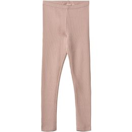Leggings Wheat "Rib Jersey Leggings Jules", Jungen, Gr. 98, N-Gr, rosa (rose powder), Jersey, Obermaterial: 96% Baumwolle, 4% Elasthan, unifarben, figurbetont kn&ouml;chellang, Hosen Leggings