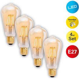 N&auml;ve N&Auml;VE LED-Leuchtmittel "Dilly", Energieeffizienz: F, gelb (amber), L:14,6cm &Oslash;:6,4cm, Leuchtmittel, 4er-Set LED Leuchtmittel E27/4W,2000K; 320lm; SKI/IP20, LED-Leuchtmittel