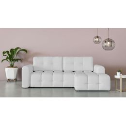 Ecksofa OTTO HOME "Manilla, wahlweise mit Bettfunktion, B/T/H 265/170/91 cm", grau (hellgrau), B:265cm H:91cm T:170cm, 100% Polyester, Sofas, Ecksofa, L-Form mit Recamiere rechts/links bestellbar, Wellenunterfederung