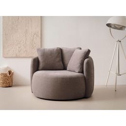 Sessel OTTO HOME "Kaarl, moderner Rundsessel, Loungesessel, Loveseat", braun, B:120cm H:90cm T:120cm, Sessel, Sessel, Webstoff, in f&uuml;nf Farben, inkl. R&uuml;ckenkissen, zeitloses Design