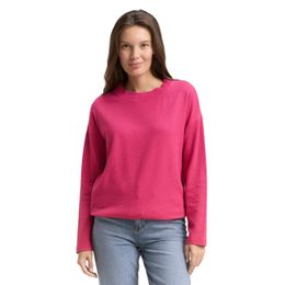 Sweatshirt Tom Tailor, Damen, Gr. XL, cherry granita, Sweatware, Obermaterial: 100% Baumwolle, unifarben, regular fit normal, Rundhals, Sweatshirts Sweatshirt, mit Kordelzug am Saum
