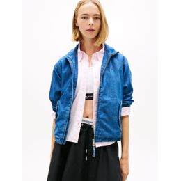 Outdoorjacke Tommy Jeans "TJW CHAMBRAY JACKET EXT", Damen, Gr. L (40), denim medium, Web, Obermaterial: 100% Baumwolle, unifarben, Jacken Outdoorjacke