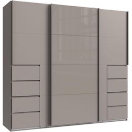 Schwebet&uuml;renschrank wimex "Bali in den Breiten 225cm & 270cm, Kleiderschrank mit Glaselement", saharagrau, abgesetzt glas saharagrau, griffe saharagrau, B:225cm H:208cm T:64cm, Holzwerkstoff, Schr&auml;nke, Schwebet&uuml;renschrank, Schrank mit 3 T&uuml;ren, in den Farben: grafit oder saharagrau erh&auml;ltlich