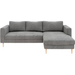 Ecksofa Trendmanufaktur "Amazing, wahlw. mit Schlaffunktion & Bettkasten, Fu&szlig; Buche lackiert", betongrau, B:232cm H:81cm T:161cm, Sofas, Ecksofa, Recamiere beidseitig montierbar, L-Form,in Cord o. Struktur, B: 232 cm