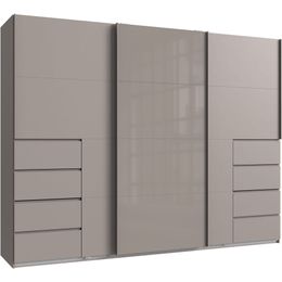Schwebet&uuml;renschrank wimex "Bali in den Breiten 225cm & 270cm, Kleiderschrank mit Glaselement", saharagrau, abgesetzt glas saharagrau, griffe saharagrau, B:270cm H:208cm T:64cm, Holzwerkstoff, Schr&auml;nke, Schwebet&uuml;renschrank, Schrank mit 3 T&uuml;ren, in den Farben: grafit oder saharagrau erh&auml;ltlich