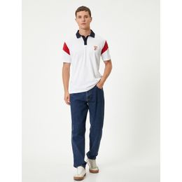 KOTON Poloshirt Herren Gr&ouml;&szlig;e M navy / hellbraun / rot / wei&szlig;