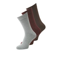 Jack & Jones Freizeitsocken JACK & JONES "JACORDINARY SOCKS 3 PACK NOOS", Herren, malt ball pack:marsala, iron gate, Baumwollmischung, unifarben, elastisch, Socken Freizeitsocken