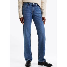 Straight-Jeans Tommy Hilfiger "CLASSIC STRAIGHT", Damen, Gr. 33, L&auml;nge 28, blau (nos mid blau), Denim/Jeans, Obermaterial: 99% Baumwolle, 1% Elasthan, unifarben, straight fit lang, Jeans Straight-Jeans, mit figurbetontem Sitz