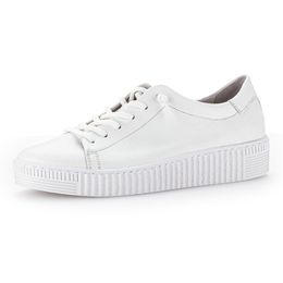 Slip-On Sneaker Gabor, Damen, Gr. 43, wei&szlig;, Leder, Schuhe Slip-On Sneaker, Freizeitschuh, Halbschuh, Schn&uuml;rschuh, elastische Schn&uuml;rsenkel
