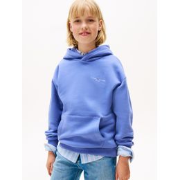Kapuzensweatshirt Tommy Hilfiger "MINI CORP HOODIE", Jungen, Gr. 92, soft sapphire, Sweatware, Obermaterial: 80% Baumwolle, 20% Polyester, unifarben, regular fit normal, Rundhals, eingesetzt Rippb&uuml;ndchen, Sweatshirts Kapuzensweatshirt, Kinder bis 16 Jahre