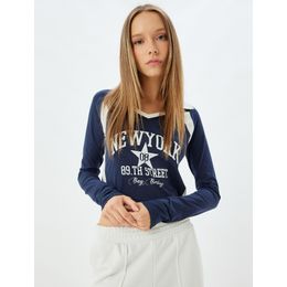 KOTON Shirt Damen Gr&ouml;&szlig;e S navy / perlwei&szlig;
