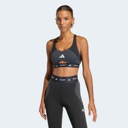 Sport-BH adidas Performance "TECHFIT WORKOUT COLOR BLOCK BH, MITTLERE BELASTUNG", Damen, Gr. M, N-Gr, schwarz, carbon, Obermaterial: 73% Polyester, 27% Elasthan, BHs Sport-BH