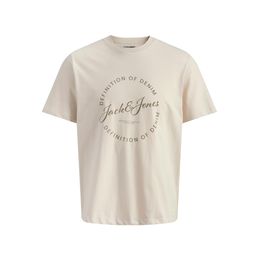 Jack & Jones T-Shirt JACK & JONES "JJGRAYSON TEE SS CREW NECK", Herren, Gr. L, moonbeam, Jersey, Obermaterial: 100% Baumwolle, bedruckt, regular fit normal, Rundhals, Shirts T-Shirt, Baumwolle, regular fit
