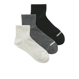 Jack & Jones Freizeitsocken JACK & JONES "JACLUCA SHORT TENNIS SOCKS 3 PACK NOOS", Herren, schwarz (schwarz pack:dunkelgrau melange, light grau melange), Baumwollmischung, meliert, Socken Freizeitsocken