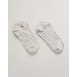 Sneakersocken Gant, Herren, Gr. 43-45, grau (light grau melange), Baumwollmischung, Socken Sneakersocken