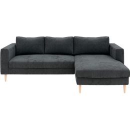 Ecksofa Trendmanufaktur "Amazing, wahlw. mit Schlaffunktion & Bettkasten, Fu&szlig; Buche lackiert", dunkelgrau, B:232cm H:81cm T:161cm, Sofas, Ecksofa, Recamiere beidseitig montierbar, L-Form,in Cord o. Struktur, B: 232 cm