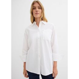 bonprix Oxford-Bluse aus Bio-Baumwolle, wei&szlig;, Gr.44, Oversized Bluse aus festem Bio-Baumwoll-Oxford mit Kragen, Kn&ouml;pfen vorne und einer offenen Brusttasche. Lange &Auml;rmel mit gekn&ouml;pften langen Manschetten., 100% Baumwolle (organic)