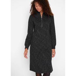 bonprix Sweatkleid mit Troyer, schwarz, Gr.36/38 (S), Gem&uuml;tliches Sweatkleid mit Troyer und Stehkragen, 74% Baumwolle