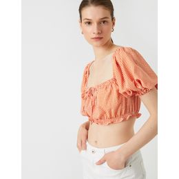 KOTON Bluse Damen Gr&ouml;&szlig;e M orange / wei&szlig;