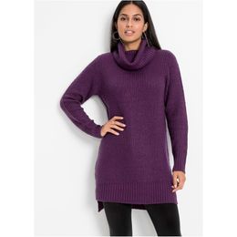 bonprix Long-Strickpullover, lila, Gr.32/34 (XS), Leger geschnittener Long-Strickpullover mit l&auml;ngerem R&uuml;ckenteil und Seitenschlitzen