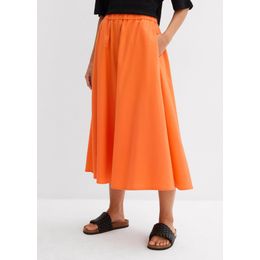 bonprix Midirock aus Leinen-Mix, orange, Gr.52, A-Linien Rock mit Taschen aus Leinen-Mix., aus Leinen