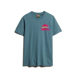 Superdry & Co T-Shirt Herren Gr&ouml;&szlig;e M hellblau / hellgelb / fuchsia