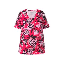 Ulla Popken Shirt Damen Gr&ouml;&szlig;e XL/XXL rosa / knallrot / schwarz