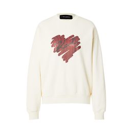 K by KARL LAGERFELD Karl Lagerfeld Sweatshirt 'HEARTS' Damen Gr&ouml;&szlig;e XXL creme / karminrot / schwarz