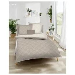 Wendebettw&auml;sche Kaeppel "La Ville", braun (nougat), B/L: 155cm x 220cm, 1 Stk., 1 Stk., Mako-Satin, B/L: 80cm x 80cm, 2 Stk., Mako-Satin, Obermaterial: 100% Baumwolle, Bettw&auml;sche, Wendebettw&auml;sche