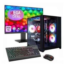 Hyrican GAMEMAX Gaming-PC-Komplettsystem "MegaDeal Infinity Mini BK 2698 Ryzen 7 5700X RTX 5060Ti 16GB 1TB SSD", Energieeffizienz: E (A-G), schwarz, Microsoft Windows 11 Home (64 Bit), 16 GB RAM 1.000 GB SSD, Computer_Komplettsysteme, Windows 11 + MSI PRO MP2412DE Monitor 60cm (24")