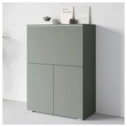 PC-Schrank Home Affaire "Vera, Sekret&auml;r, Home-Office-Schreibtisch mit LED-Beleuchtung", salbei, B:90cm H:125,1cm T:42cm, Sekret&auml;re, Multifunktional mit Stauraum, klappbare Tischfl&auml;che, LED, B 90 cm