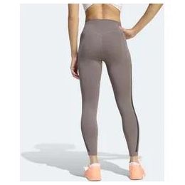 Trainingstights Adidas PERFORMANCE "OPTIME WORKOUT 3-STREIFEN 7/8 LEGGINGS", Damen, Gr. L, N-Gr, charcoal, normal, gr., Obermaterial: 73% Polyester, 27% Elasthan, 7/8-L&auml;nge, Hosen