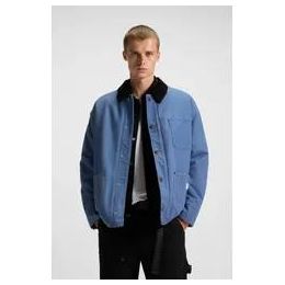 HUGO BOSS Hemdjacke HUGO BLUE "Brams", Herren, Gr. XXL, open blau472, Web, Obermaterial: 100% Baumwolle, unifarben, oversize normal, Rundhals, 1-Knopf-Manschette mit Schlitz, Jacken, Cordkragen, Oversized Fit, leicht wattiert