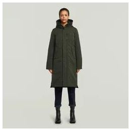 G-Star Raw Langjacke G-STAR "Vodan 2.0 Long Jacket", Damen, Gr. S (36), asfalt, Web, Obermaterial: 54% Elastomultiester, 46% Polyester, unifarben, knielang, Jacken Langjacke, in der Taille verstellbar