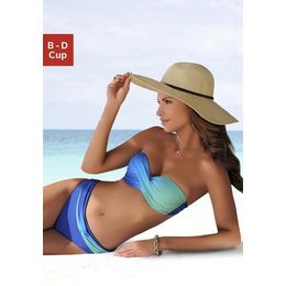 Lascana Set: B&uuml;gel-Bandeau-Bikini mehrfarbig Gr. 38 Cup D. Mit Seitlichen St&auml;bchen Und Mit B&uuml;gel