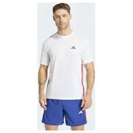 T-Shirt Adidas PERFORMANCE "WORKOUT ESSENTIALS 3-STRIPES", Herren, Gr. XL, wei&szlig;, better scarlet, Obermaterial: 100% Polyester, Rundhals, Shirts T-Shirt