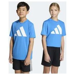 T-Shirt Adidas SPORTSWEAR "TRAIN ESSENTIALS BIG LOGO", M&auml;dchen, Gr. 164, ray blau, wei&szlig;, Obermaterial: 100% Polyester, Rundhals, Shirts T-Shirt