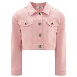 Jeansjacke happy girls, M&auml;dchen, Gr. 152, powder pink, Web, Obermaterial: 98% Baumwolle, 2% Elasthan, unifarben, regular fit taillenlang, 1-Knopf-Manschette mit Schlitz, Jacken Jeansjacke, in kurzer Form