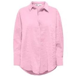 Hemdbluse Only "ONLZAZIMA L/S LOOSE SHIRT WVN NOOS", Damen, Gr. XS, pink lady, Web, Obermaterial: 84% Modal, 16% Polyester, unifarben, oversize Po-bedeckend, Blusen Hemdbluse