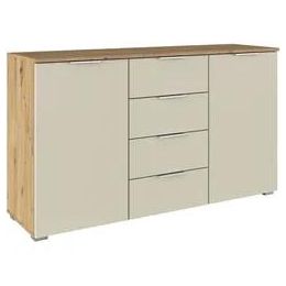 Kombikommode OTTO HOME "Sideboard Schubladenkommode AGORDO mit Dekor- oder Hochglanzfront", eiche artisan, beige (champagner), B:120cm H:81cm T:42cm, Holzwerkstoff, Sideboards, Kombikommode, vier gro&szlig;e Schubladen, mit insgesamt 4 Einlegeb&ouml;den MADE IN GERMANY
